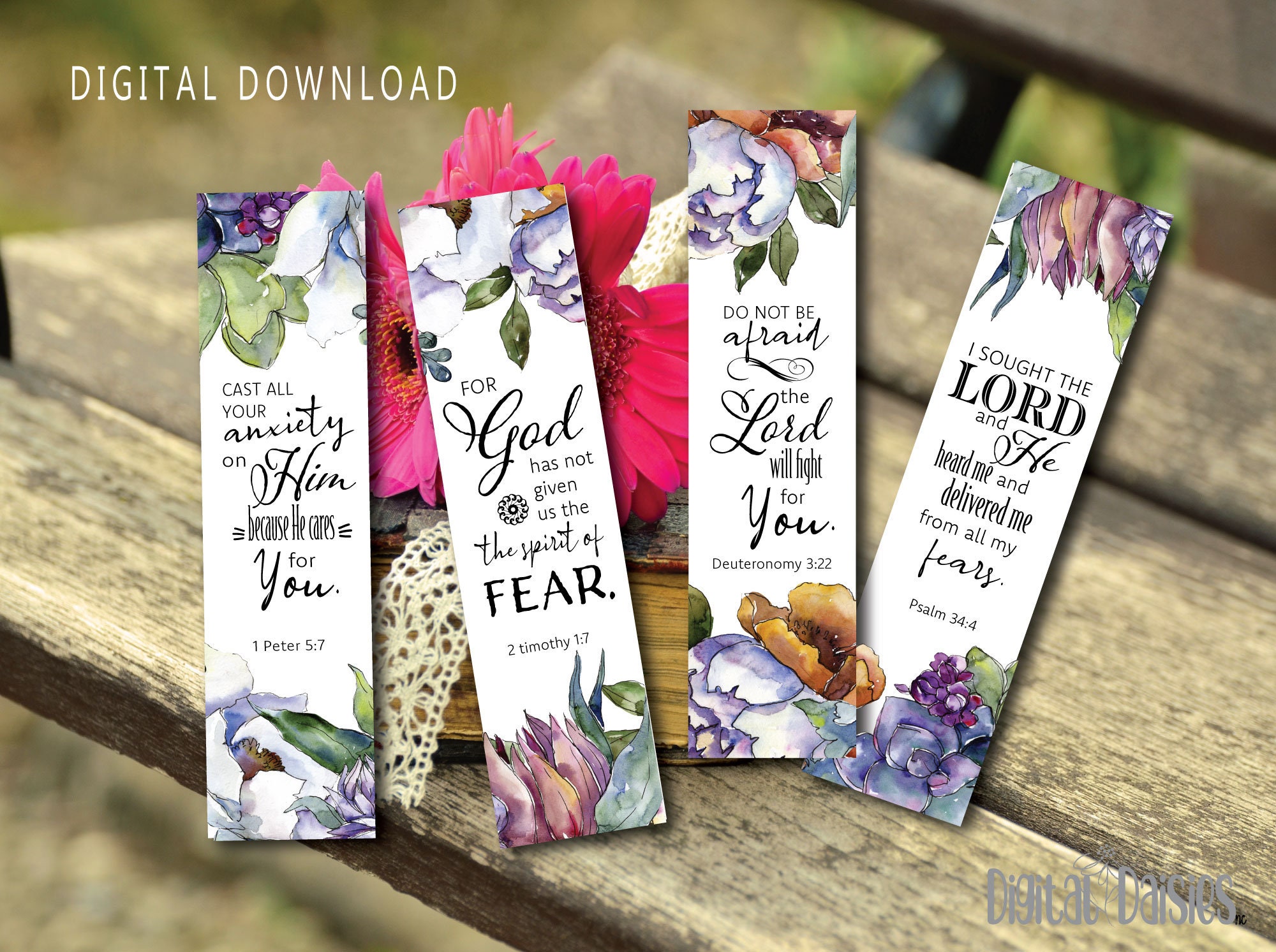 Bible Verse Digital Bookmarks Set #3, Religious Inspirational Bookmark ...