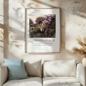 1 Chronicles 16:34 Bible Verse Wall Art, Printable Scripture, Vintage ...