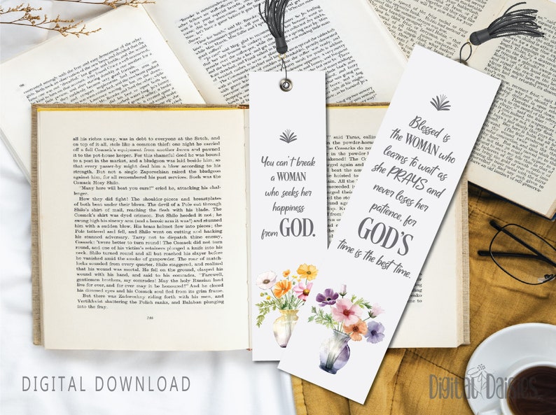 Floral Bookmarks Set, Flower Bookmarks Set, Bookmarks INSTANT Digital ...