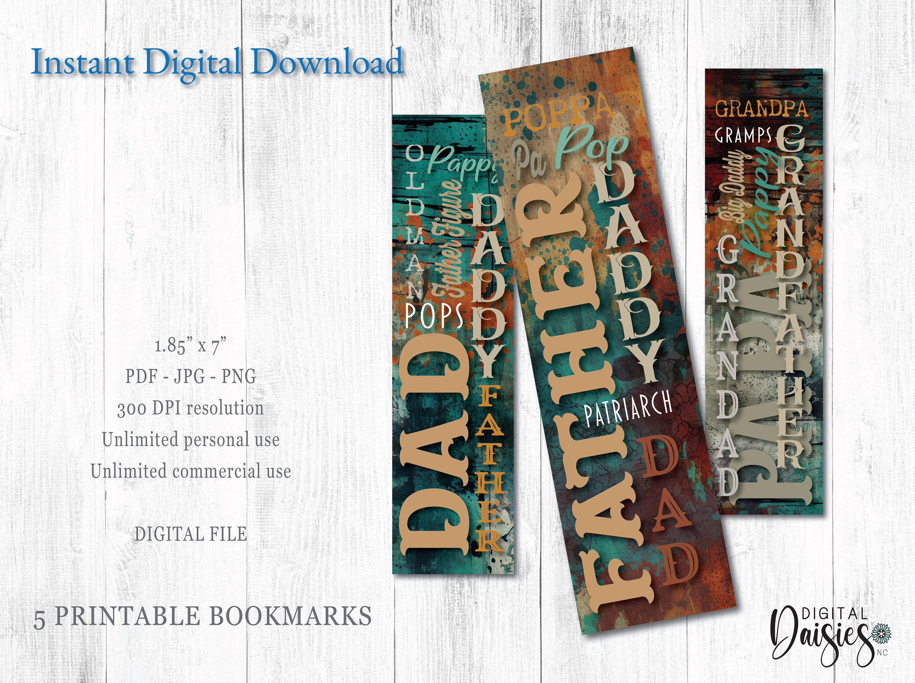Father Names Printable Bookmark Set, Printable Bookmark, Reading ...