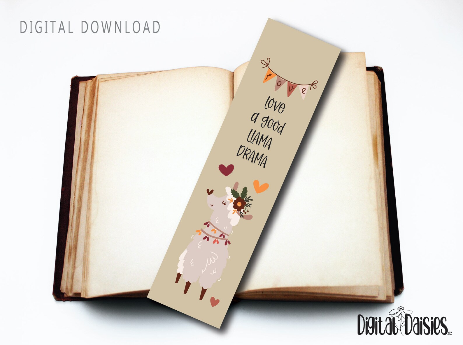 Llama Bookmark Set, Llama Bookmark, Bookmark Printable, Book Club ...