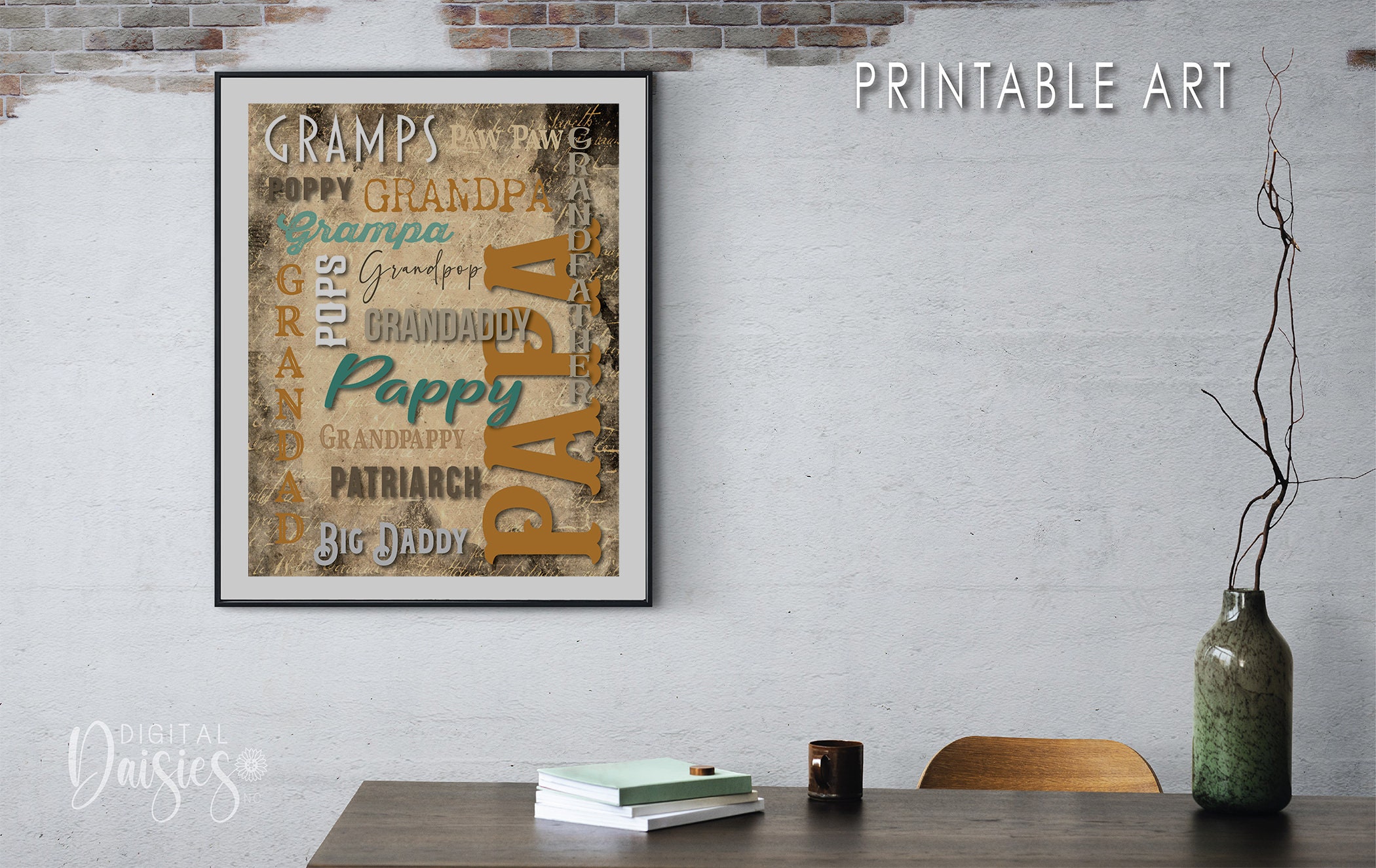 Grandfather Names Gift Printable Wall Art, Instant Download, DIGITAL ...