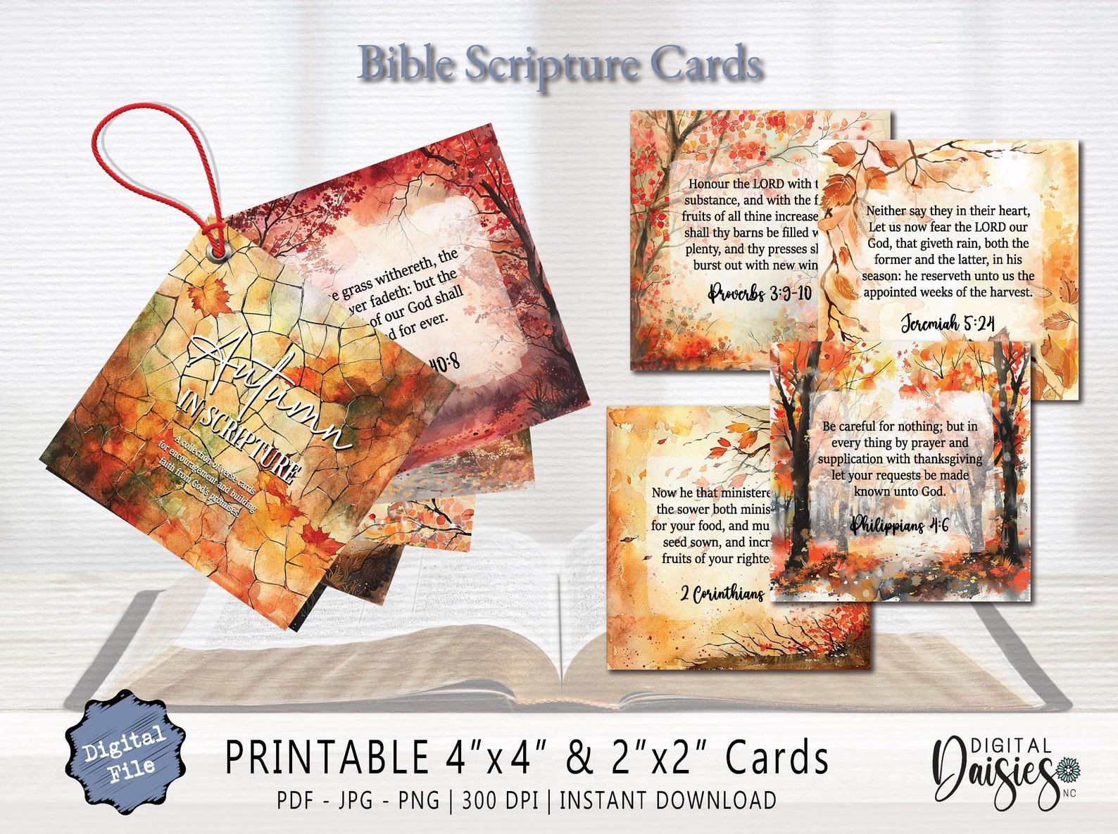 Autumn Scripture Verse Cards: Watercolor Fall Scenes (digital Download ...