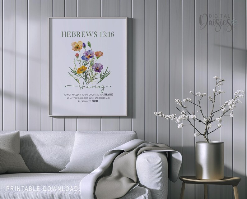 Hebrews 13:16 Wildflower Bible Verse Wall Art, SHARING Scripture ...