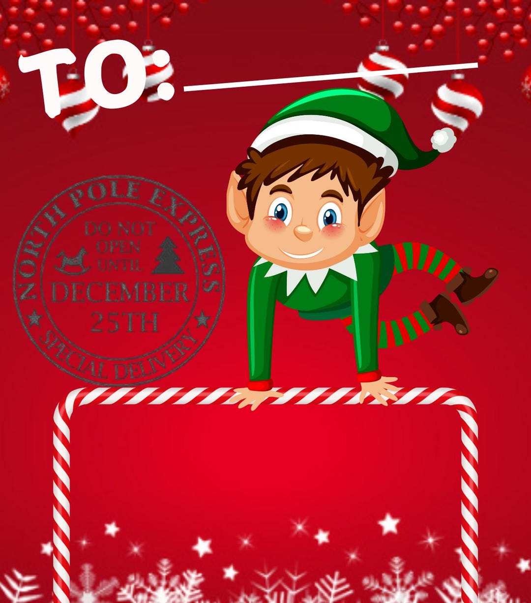 Jumbo Gift Card Template- Elf - Etsy