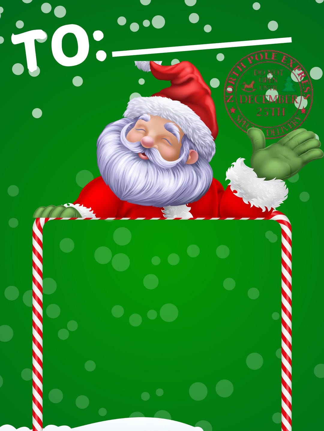 Jumbo Gift Card Template- Santa - Etsy