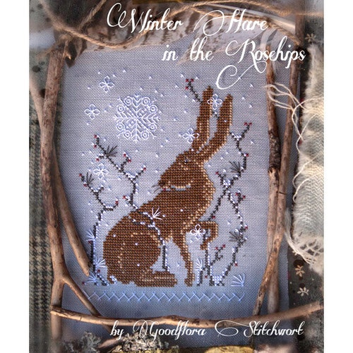 Cross Stitch Pattern Winter Hare in the Rosehips Instant - Etsy