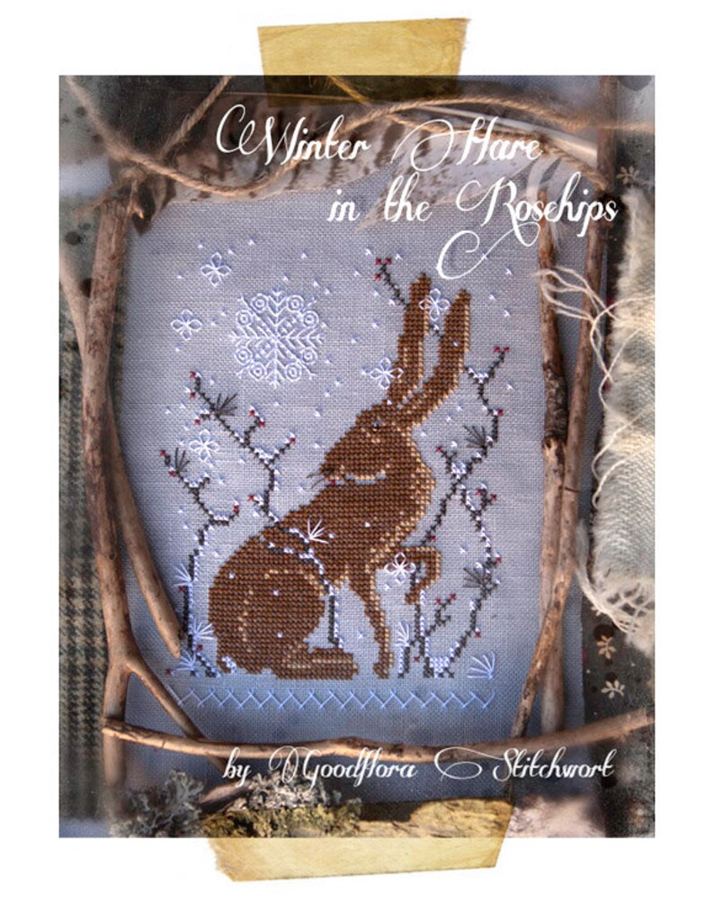 Cross Stitch Pattern Winter Hare in the Rosehips Instant PDF Download ...
