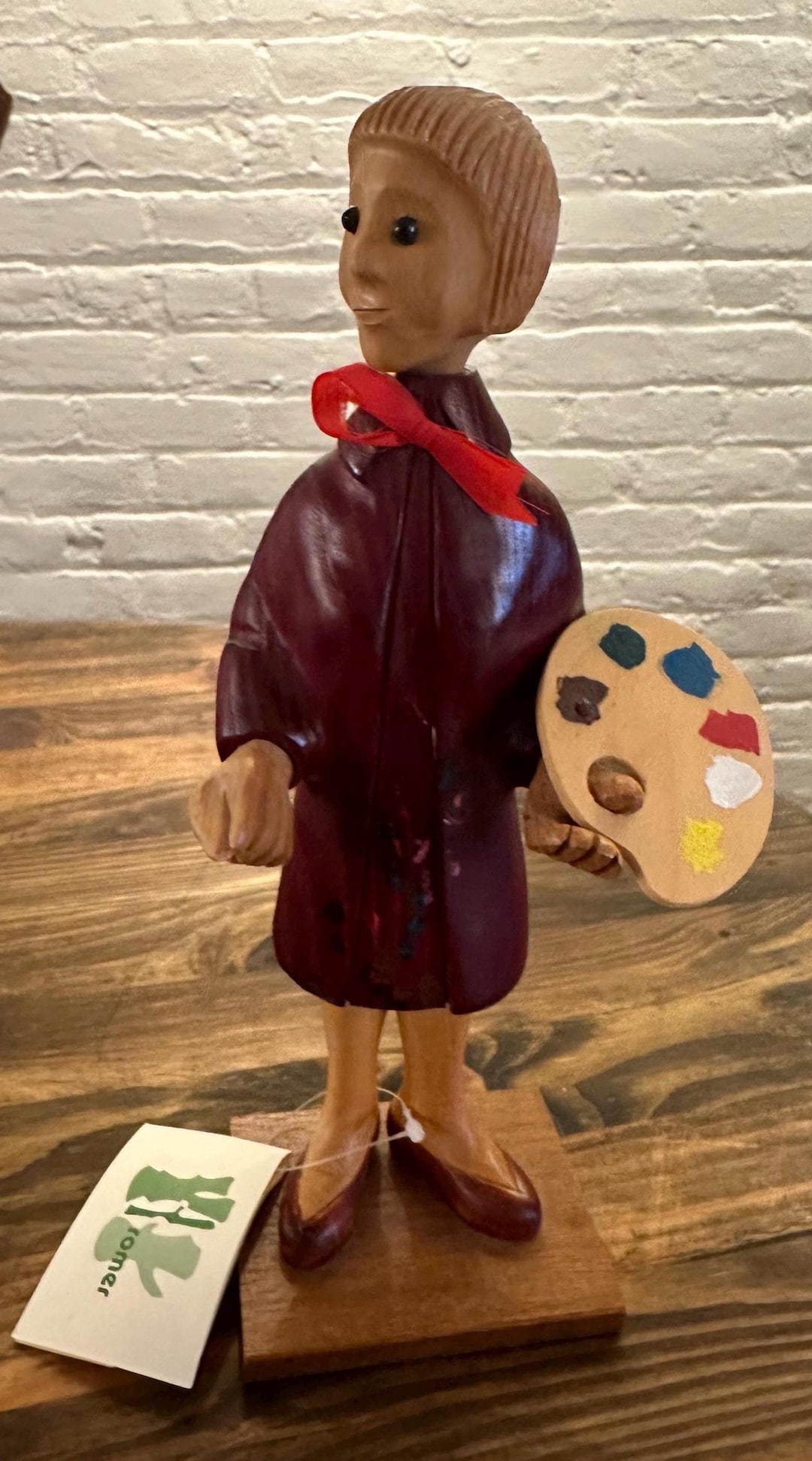 Vintage Romer Italian Wood Carved 12” Sculpture - Female Artist Painter ...