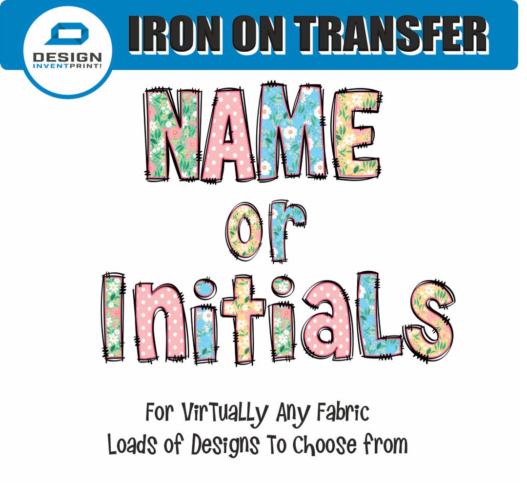 Iron on Letters Custom Name Flower Initials Monogram Logo Sticker for ...