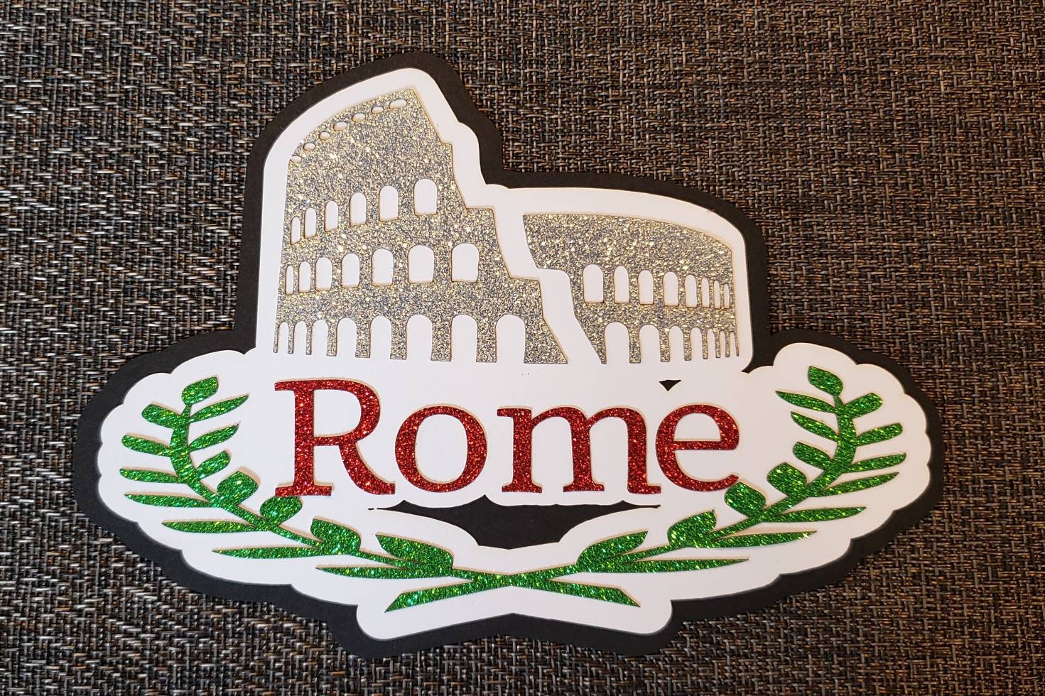 Scrapbook paper pieced Italy Rome page title with glitter | Etsy