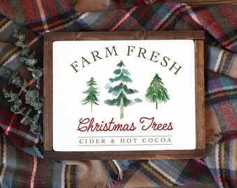 Farm Fresh Trees Sign, Farm Fresh Trees Printable, Christmas Tree Sign ...