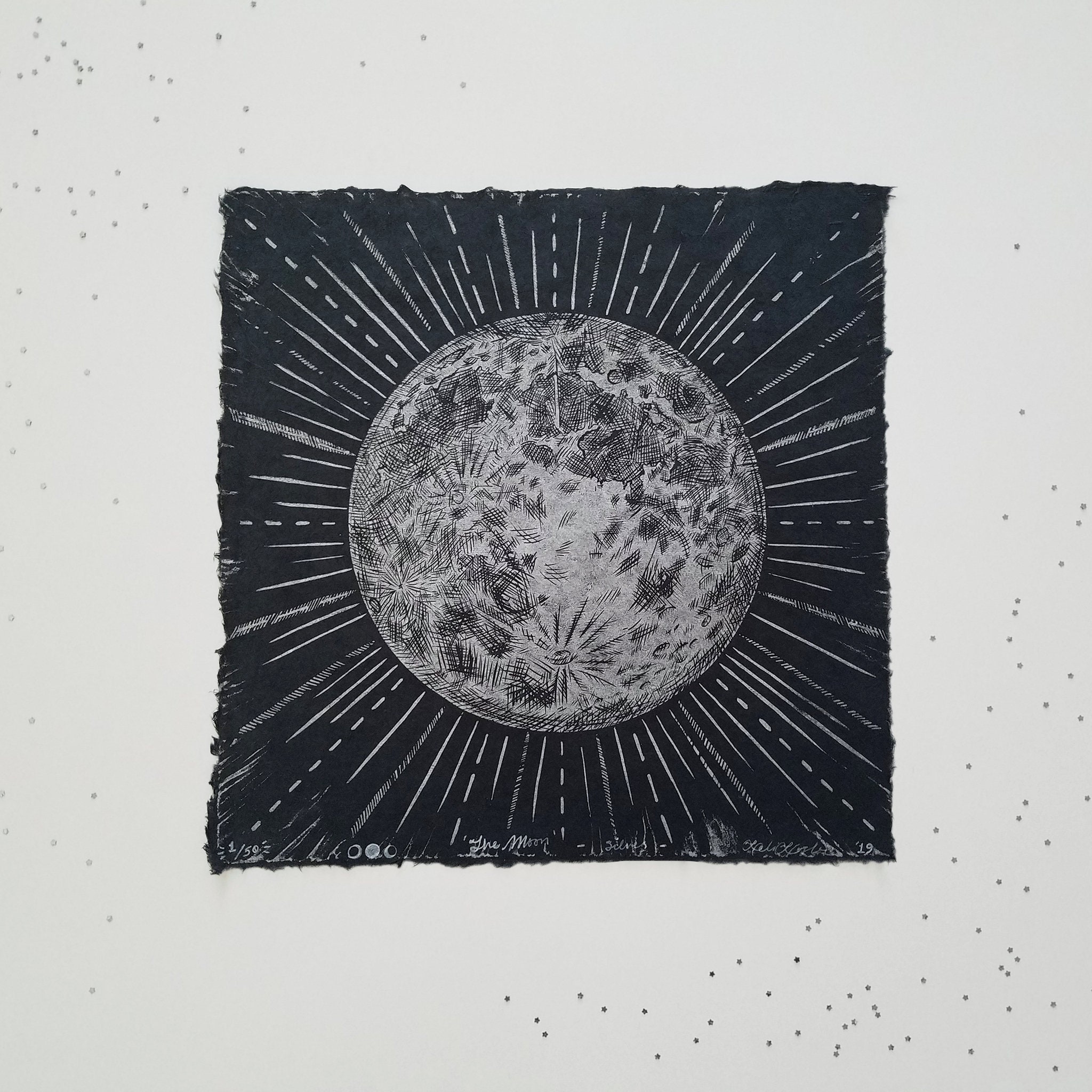 The Moon 12x12 Unframed Linoleum Print Limited | Etsy
