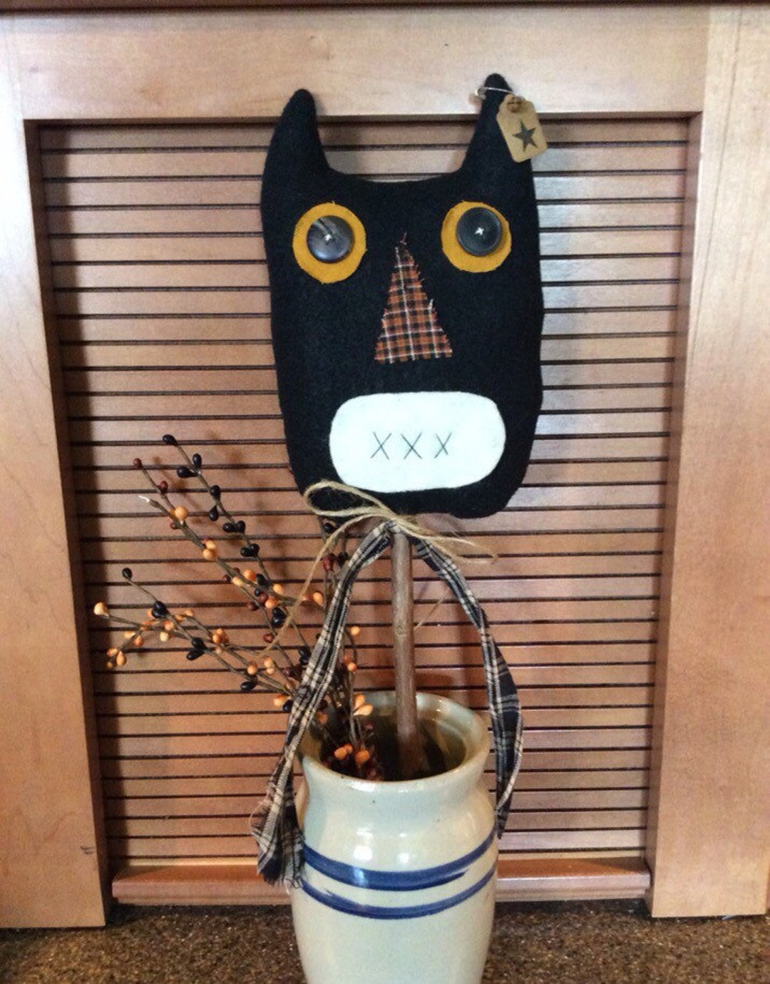 Primitive Black Cat Crock Poke - Etsy