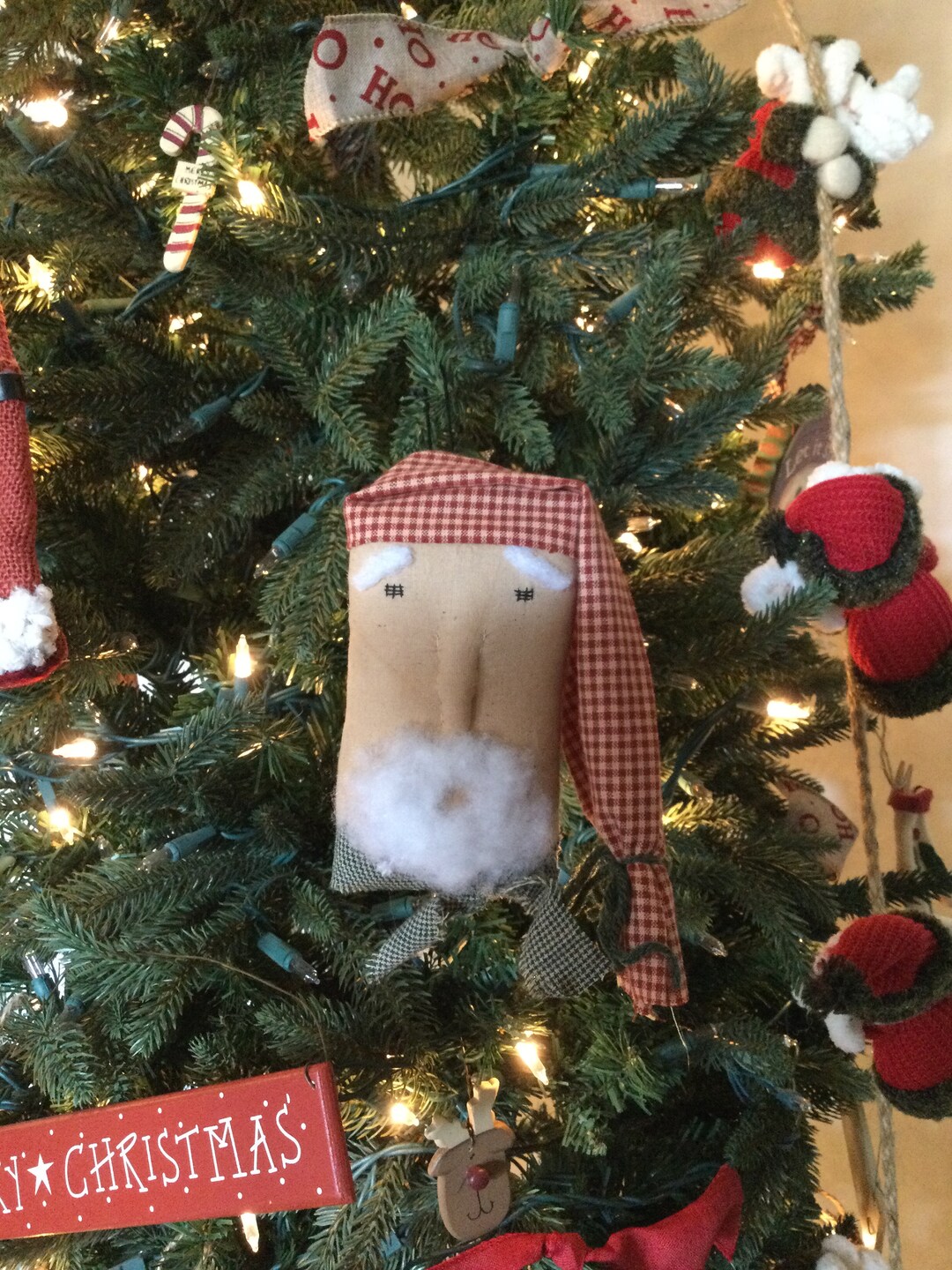 Set of 2!! Primitive Santa Head Ornaments - Etsy