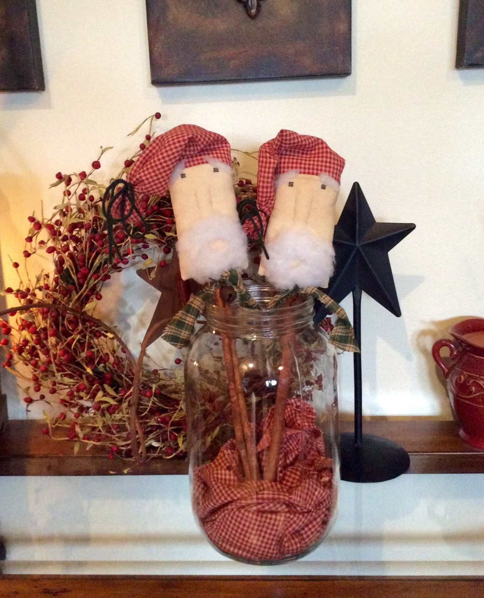 Set of 2 Primitive Santa Pokes | Etsy