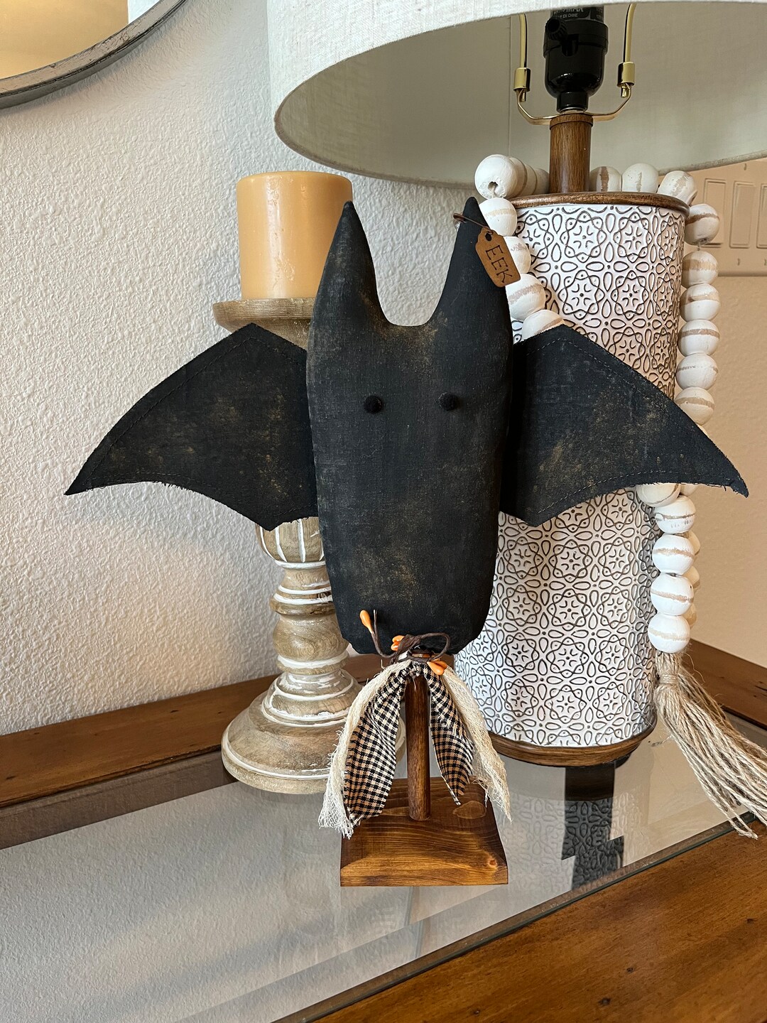 Large Primitive Bat on Wooden Stand - Etsy