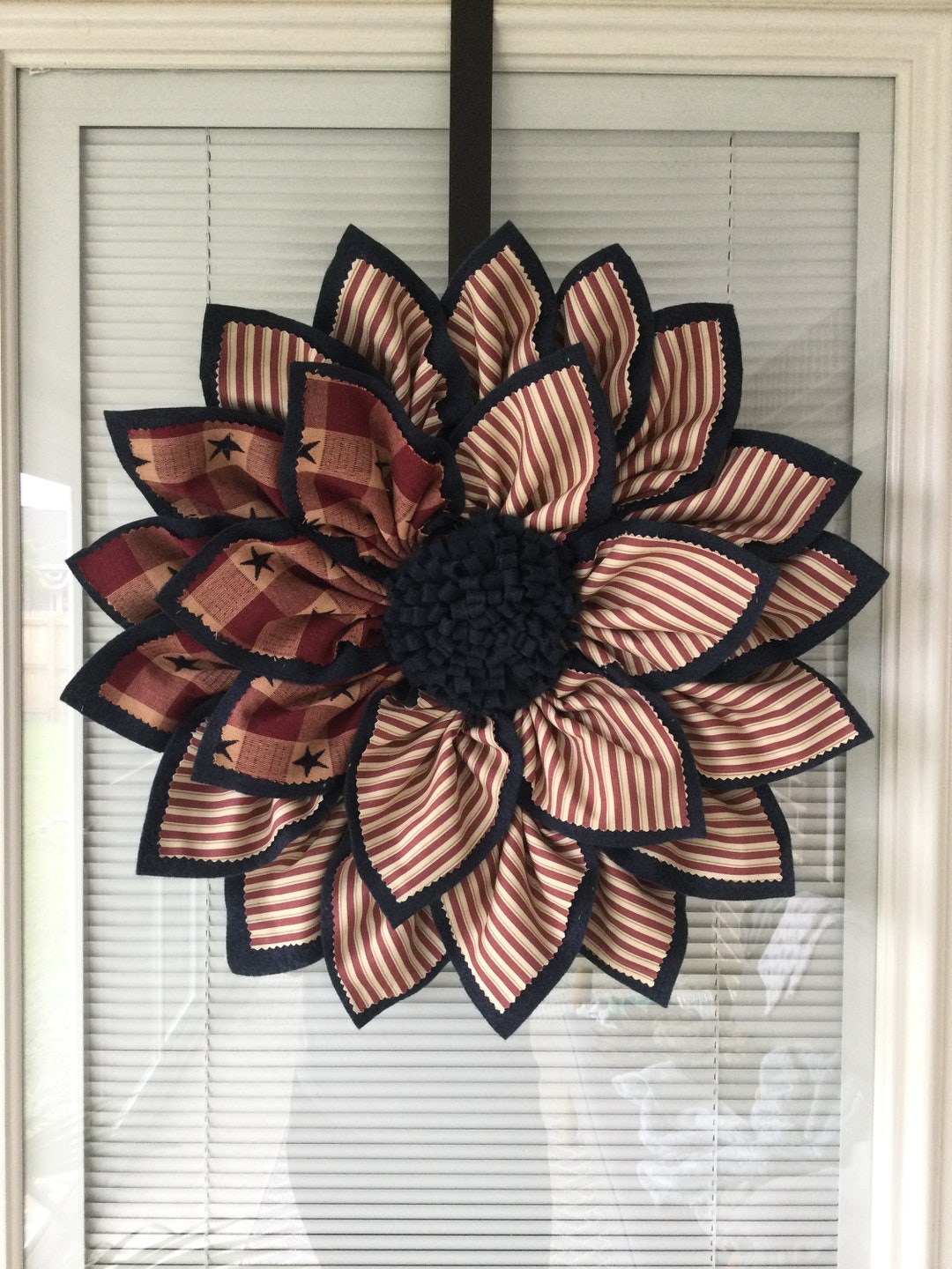 Primitive Farmhouse Patriotic Sunflower Wreath - Etsy