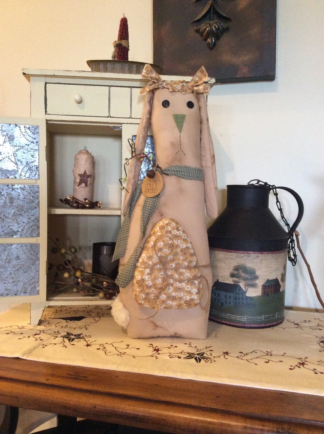 Primitive Bunny Shelf Sitter With Egg - Etsy