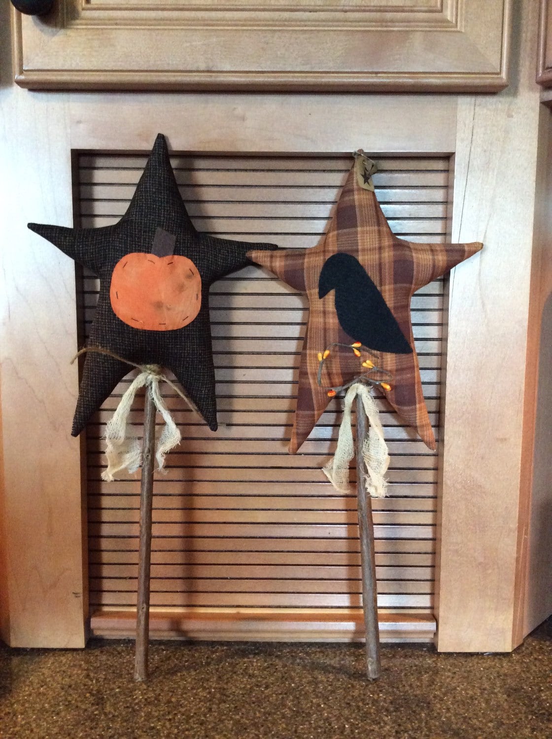 Set of 2!! Primitive Pumpkin and Crow Star Pokes/folk Art - Etsy