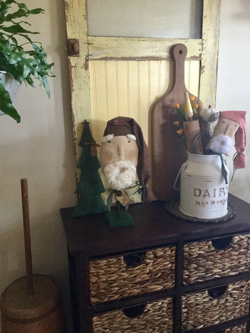 Primitive Santa Head on Stand - Etsy