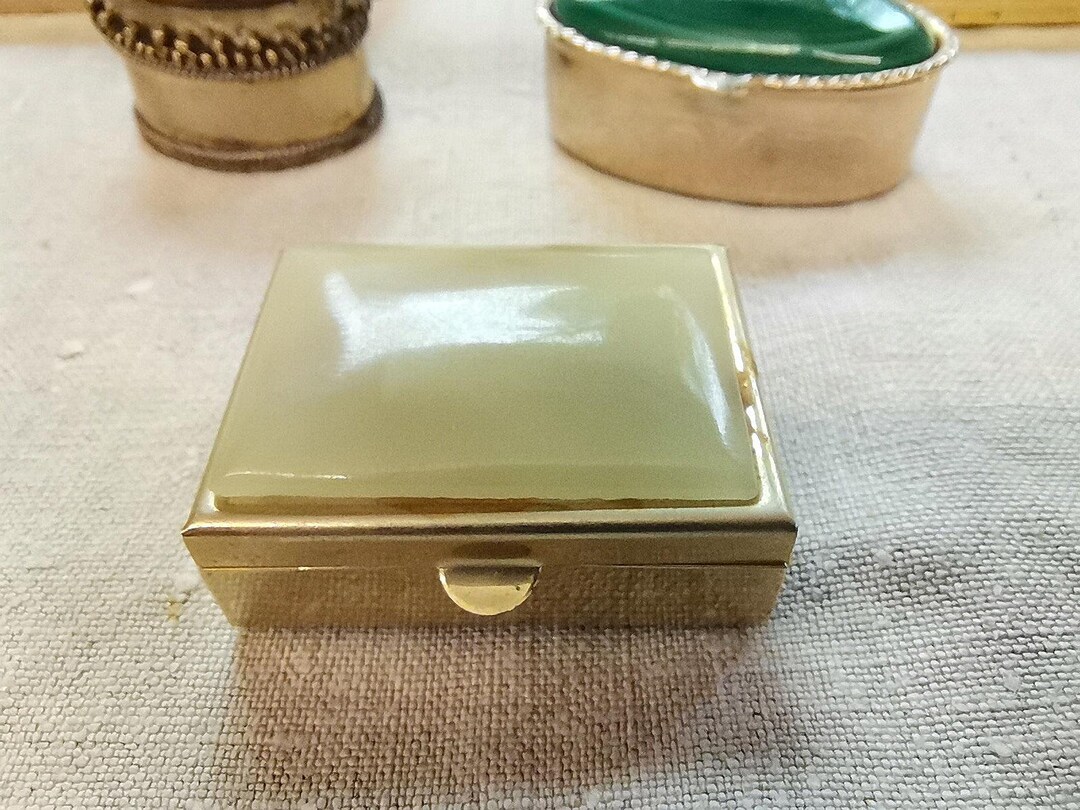 Onyx & Gold Tone Metal Rectangular Pill Box (A404) - Etsy
