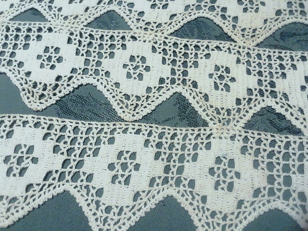 French Vintage White Cotton Hand Made Crochet Filet Lace Trim A001 - Etsy