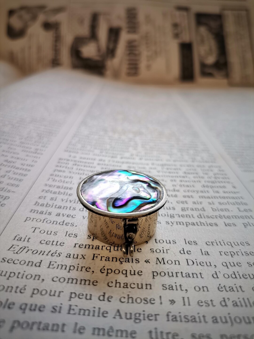 Vintage Alpaca Mexico Abalone Silver Tone Round Pill Box A429 - Etsy