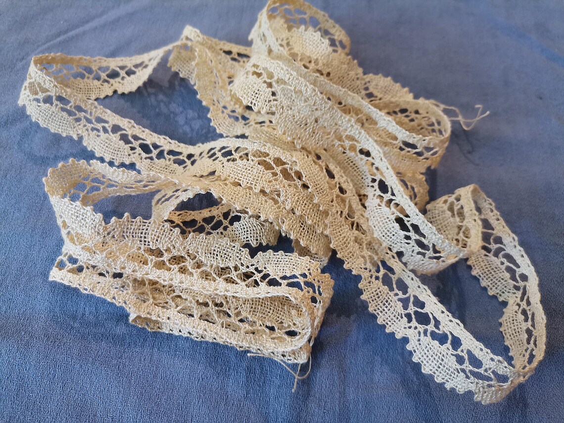 French Vintage Light Ecru Cotton Hand Made Bobbin Lace Trim A021 - Etsy