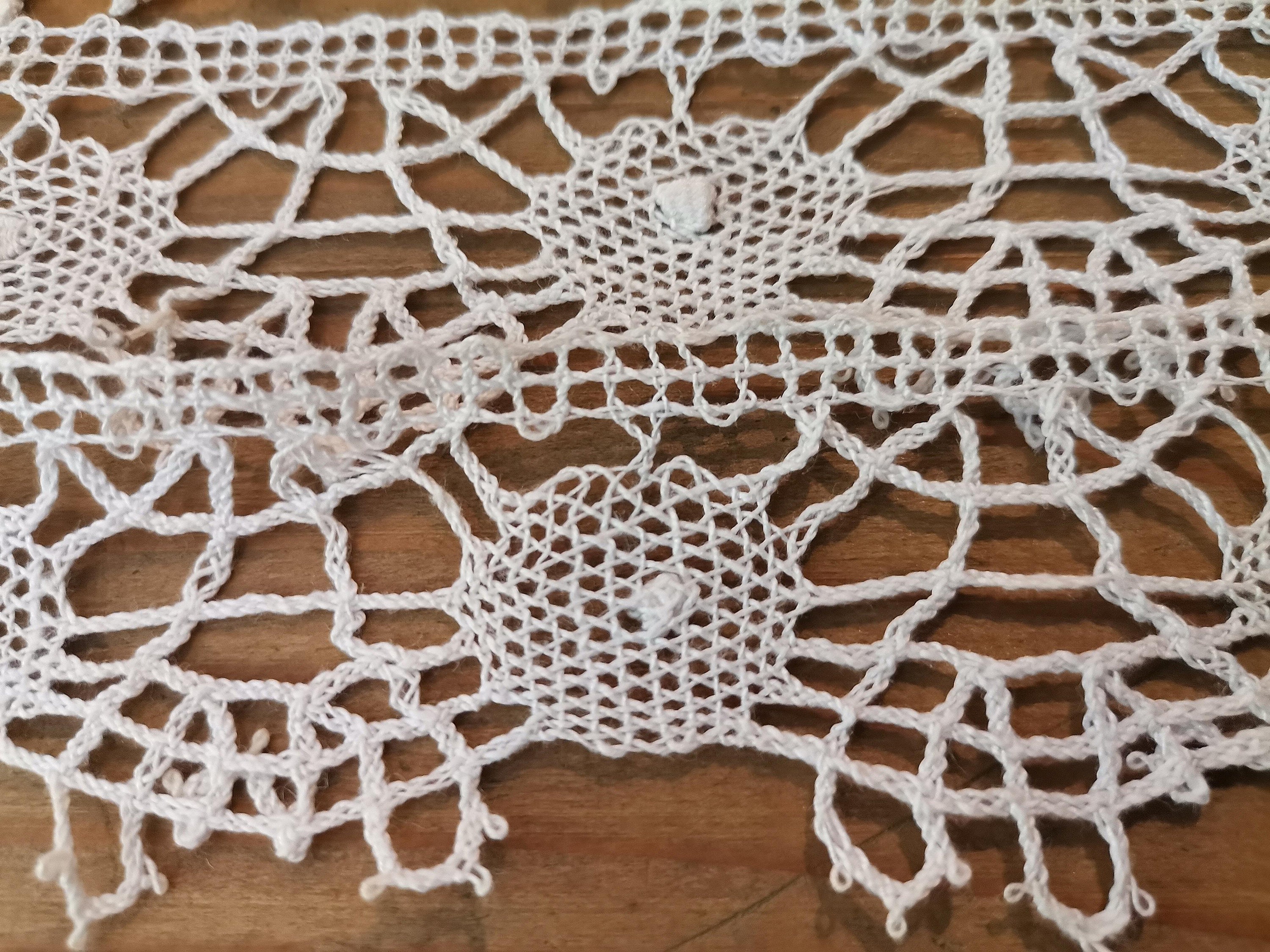 French Antique Snowy White Linen Hand Made Dentelle Du Puy Bobbin Lace ...