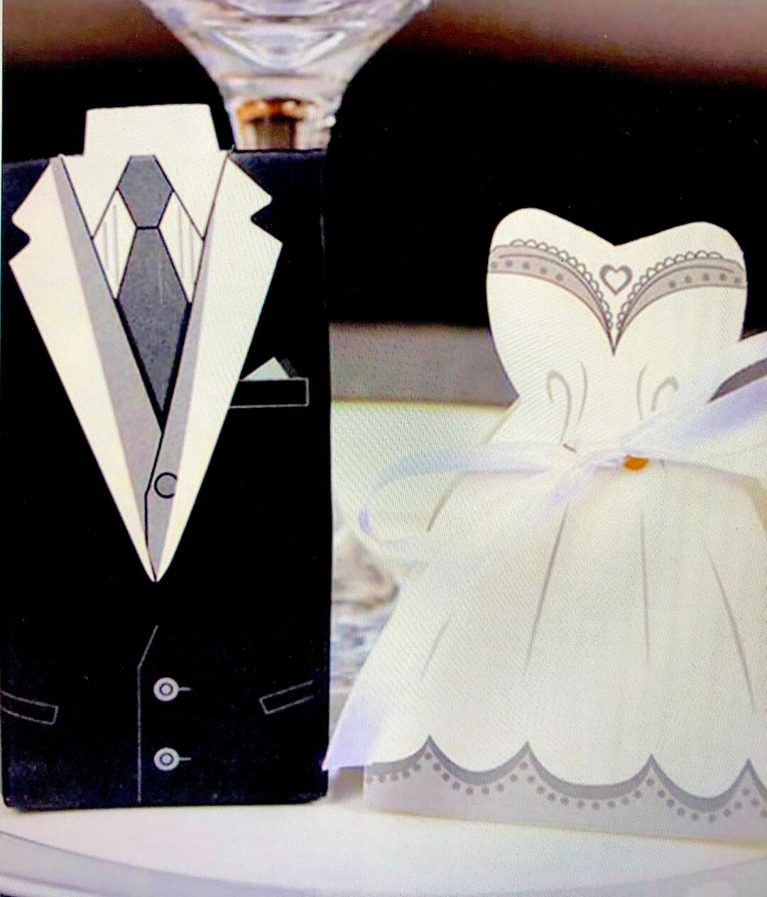 Pack of 10 Bride and Groom Wedding Favour Boxes, Bride and Bride, Groom ...