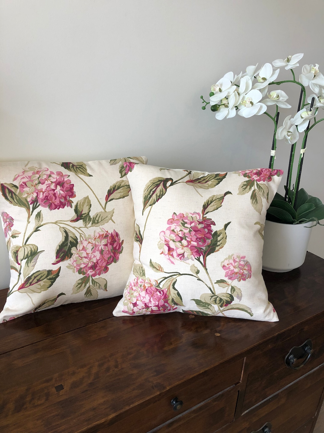 Laura Ashley Hydrangea Cushion Cover: Handmade Pink Floral Pillow - Etsy