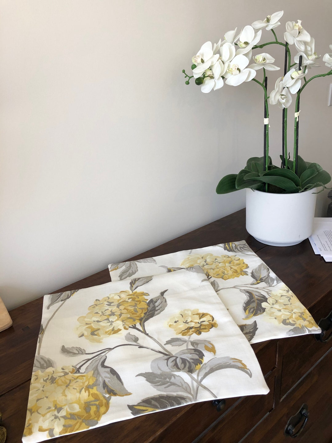 Handmade Laura Ashley Hydrangea Cushion Cover: Yellow Floral Pillow - Etsy