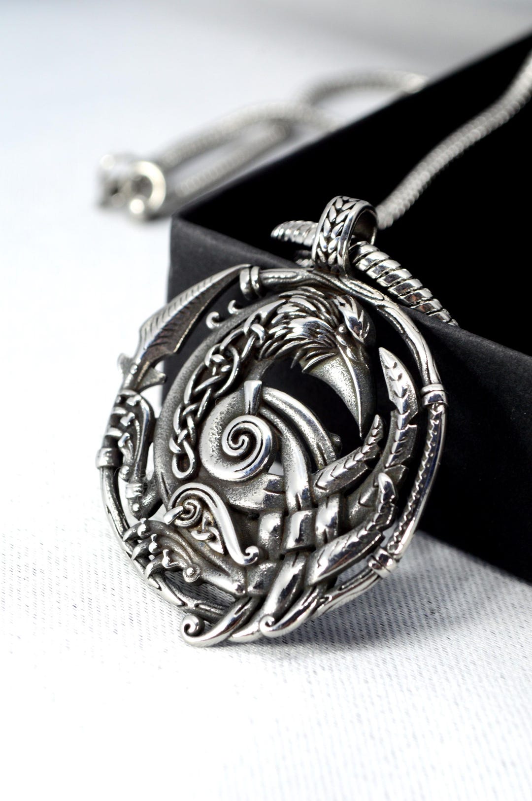 Viking Raven Pendant – Stainless Steel Norse Amulet, Warrior Talisman ...