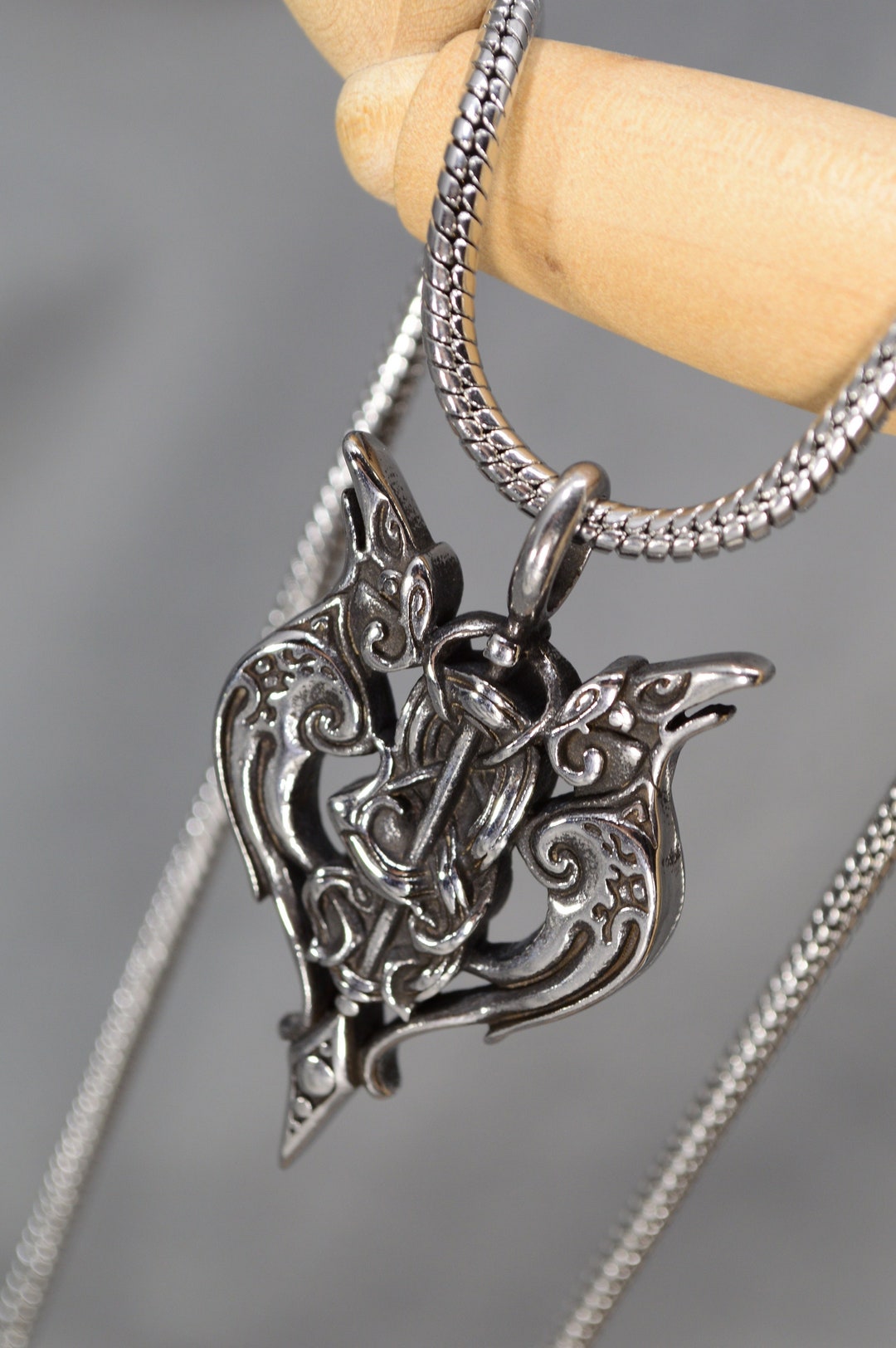 Stainless Steel Raven Pendant Necklace: Urban Gothic Viking Jewelry - Etsy