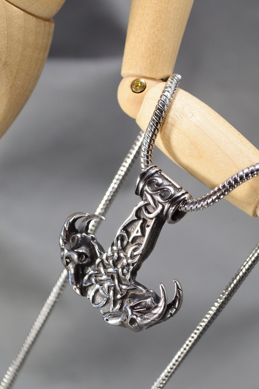 Stainless Steel Viking Goat Skull Necklace – Celtic Knot Gothic Jewelry ...