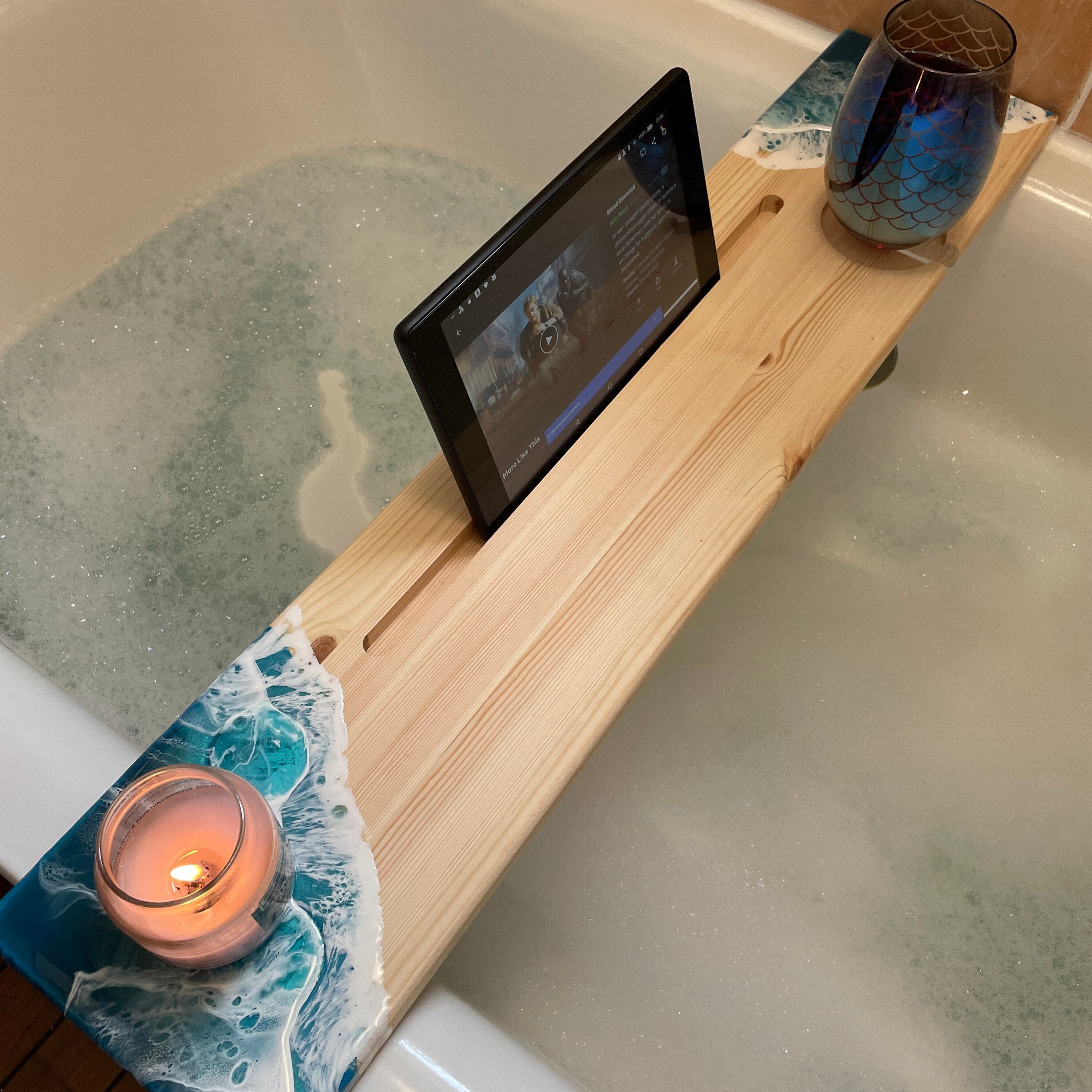 Bath Caddy, Bath Tray, Resin Art, Resin Ocean, Ocean Tray, Bath Butler ...