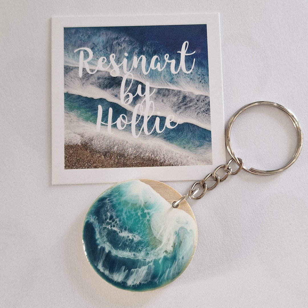 Resin Ocean Key Ring, Key Chain, Key Keeper, Resin Art, Resin Beach ...