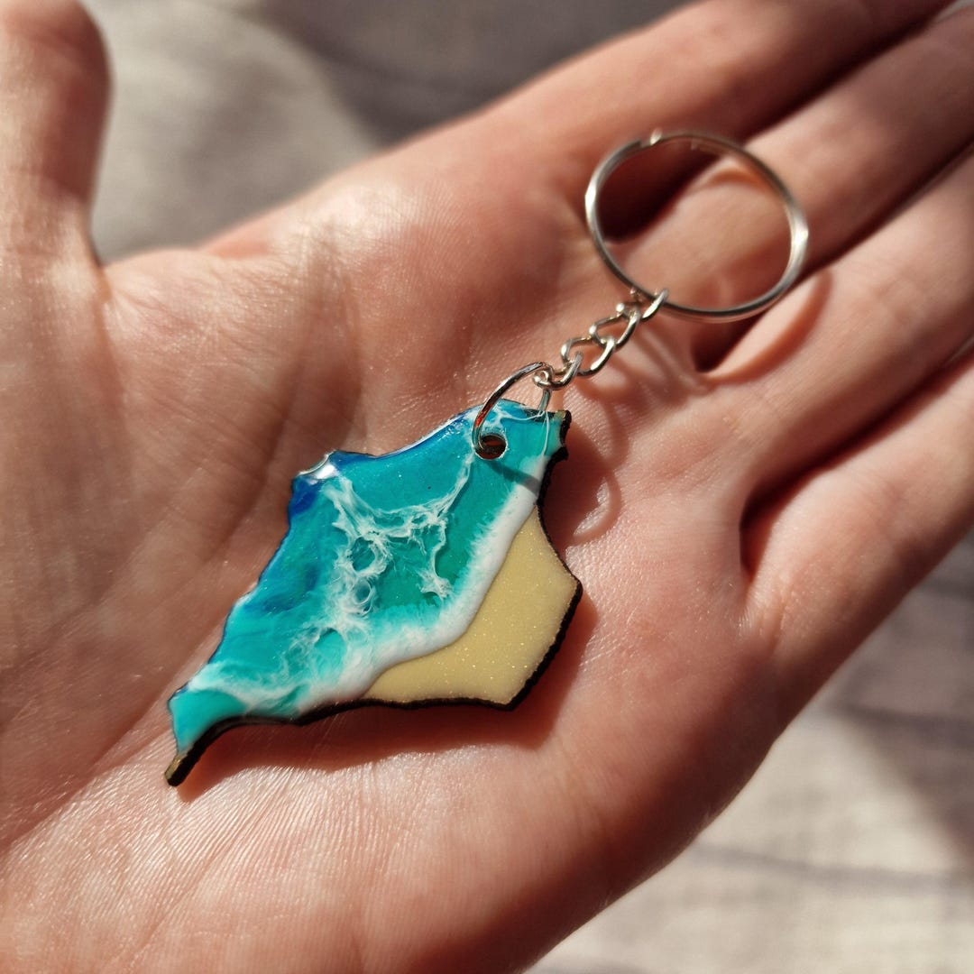 Isle of Wight Resin Ocean Key Ring, Key Chain, Key Keeper, Resin Art ...