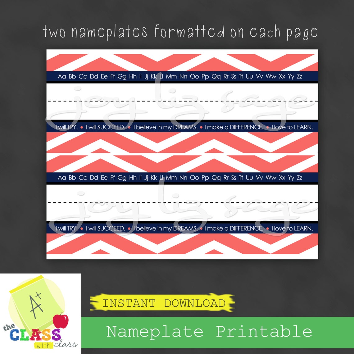 Chevron Desk Nameplate 4-pack Digital Download - Etsy