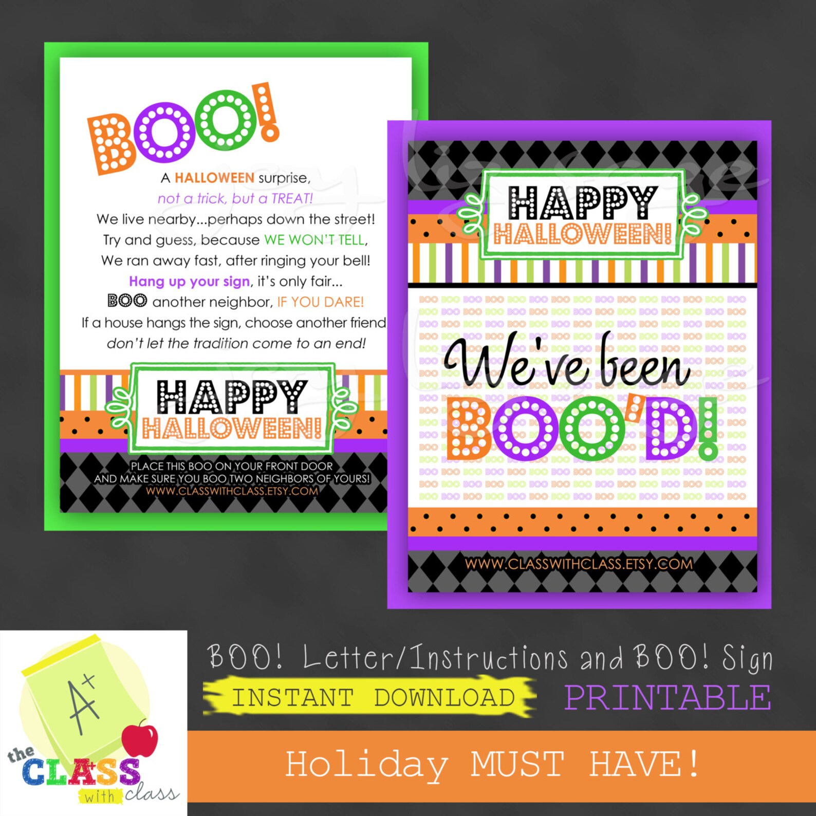 Halloween Printable-boo! Letter + Sign Pay It Forward: INSTANT Download ...