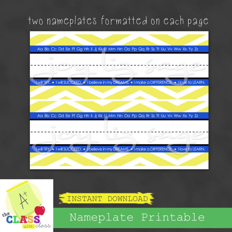 Chevron Desk Nameplate 4-pack Digital Download - Etsy
