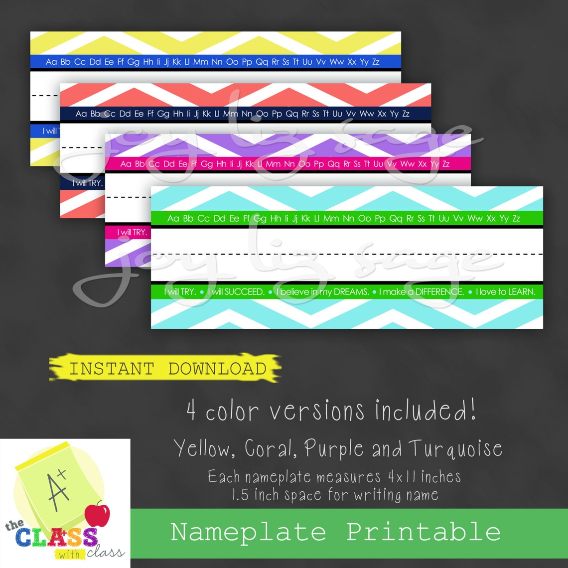Chevron Desk Nameplate 4-pack Digital Download - Etsy