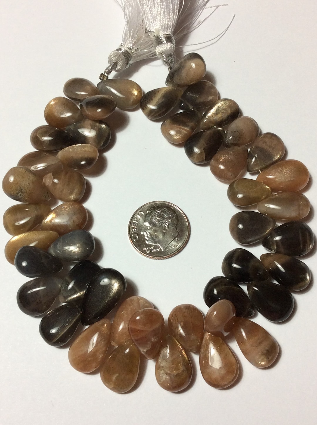 Multi-colored Moonstone Teardrop Beads: Natural Sheen Gemstones - Etsy