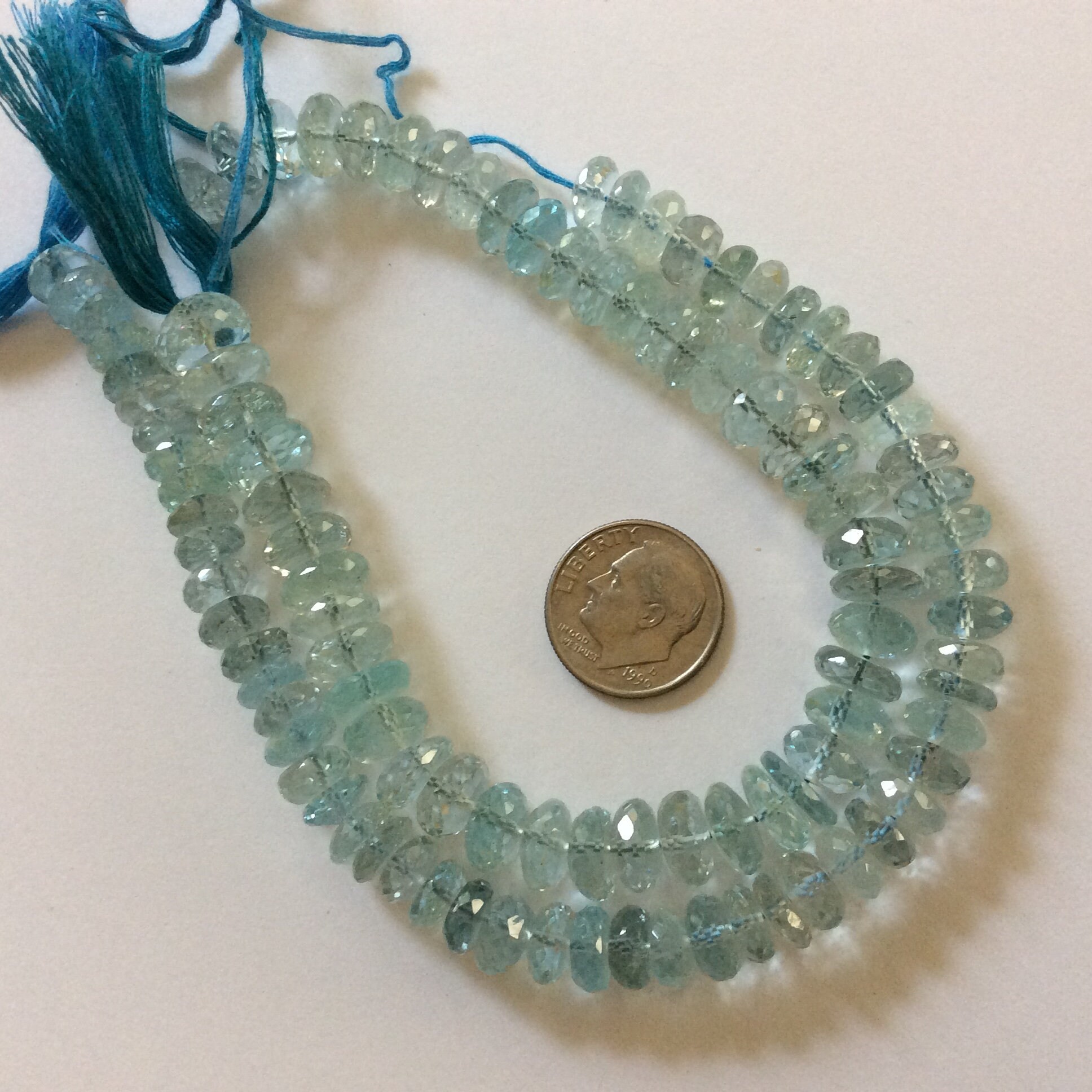 Beads, Aquamarine faceted rondelles, Aqua Gemstone beads, Aquamarine ...