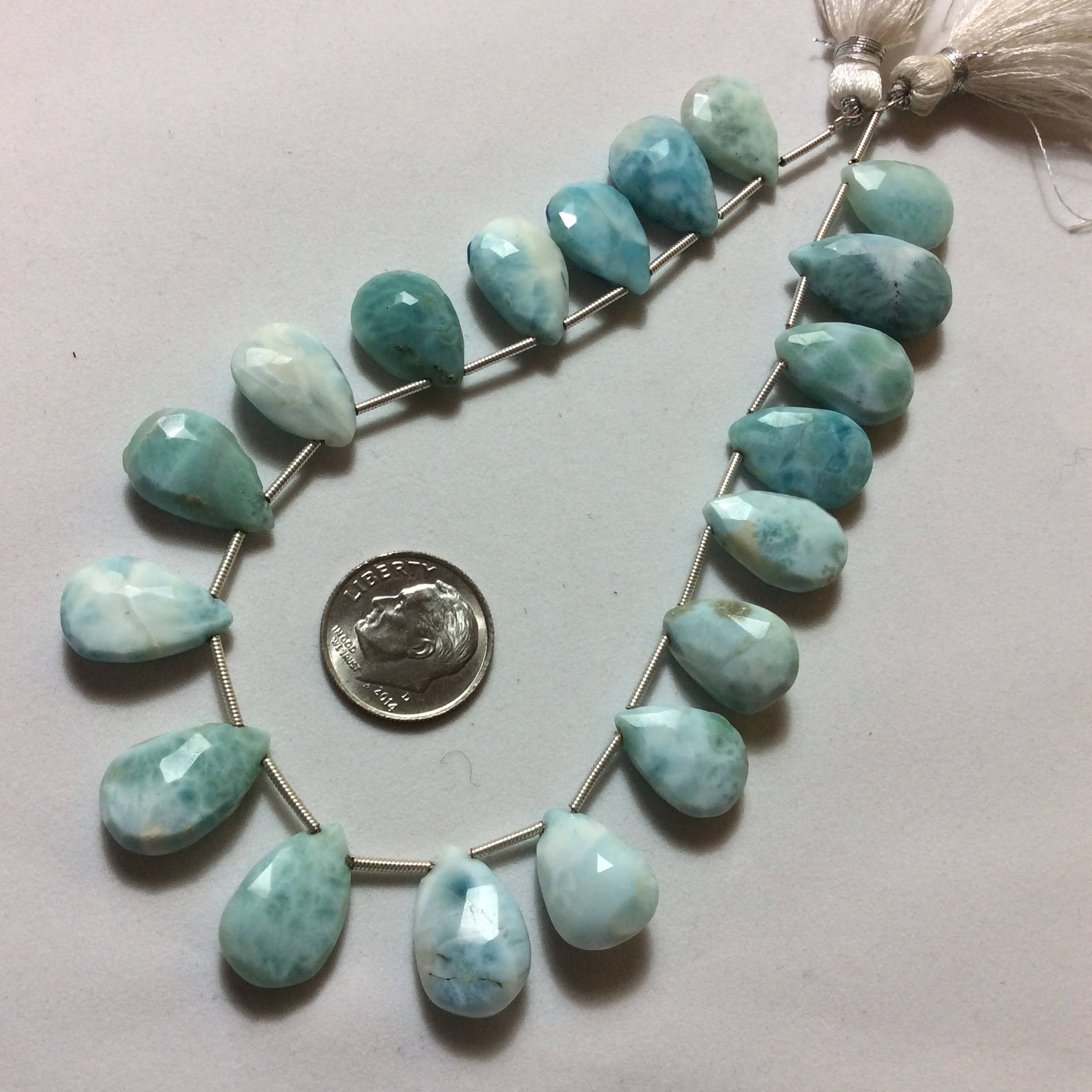 Larimar Faceted Teardrops, Larimar gemstone beads, Larimar, Larimar ...