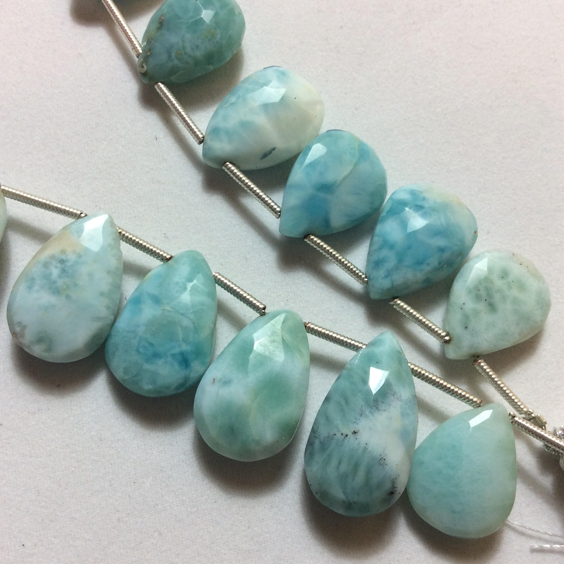 Larimar Faceted Teardrops, Larimar gemstone beads, Larimar, Larimar ...