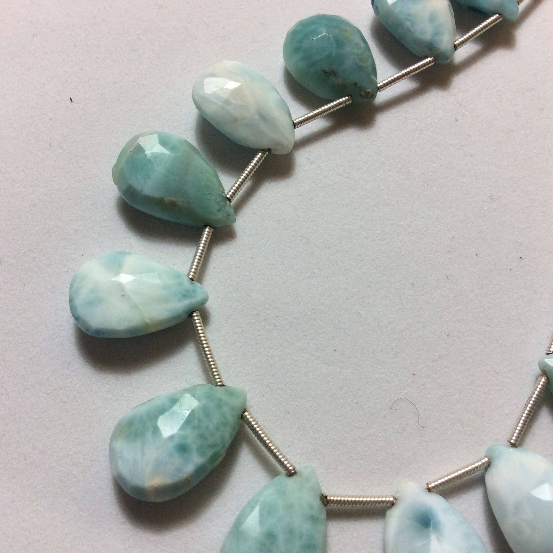 Larimar Faceted Teardrops, Larimar gemstone beads, Larimar, Larimar ...