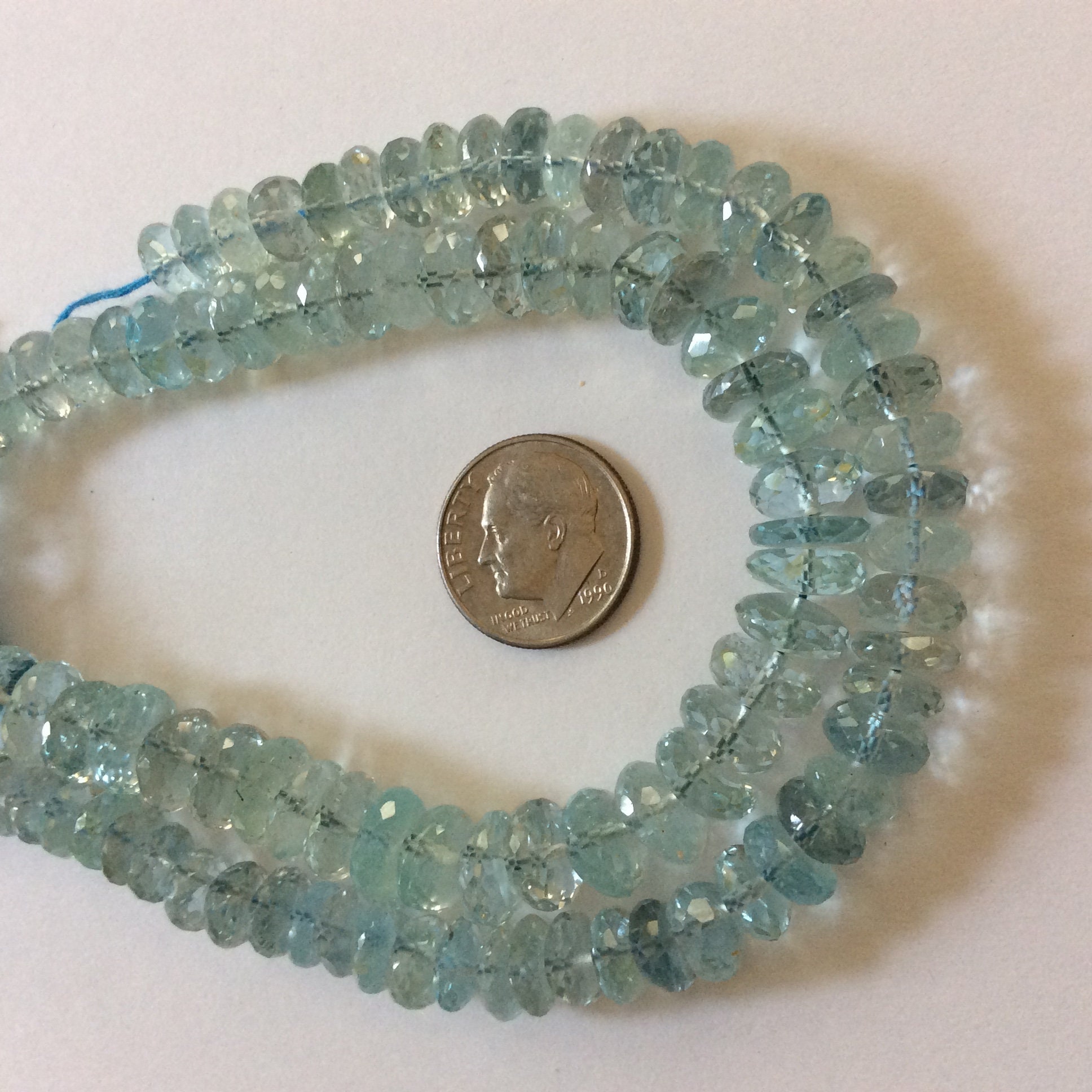 Beads, Aquamarine faceted rondelles, Aqua Gemstone beads, Aquamarine ...