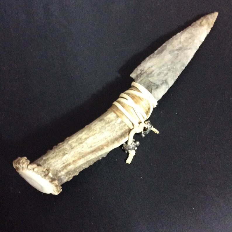Handmade Jasper Blade Knife: Antler Handle, Sinew Lashing - Etsy